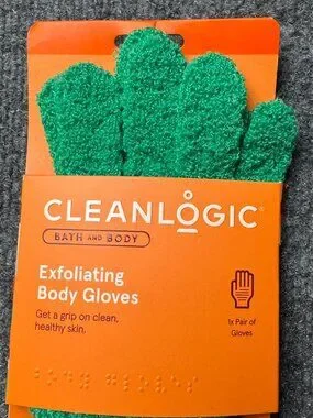 Other | Cleanlogic Exfoliating Body Bath Gloves Green 1 Pair Stretch ...